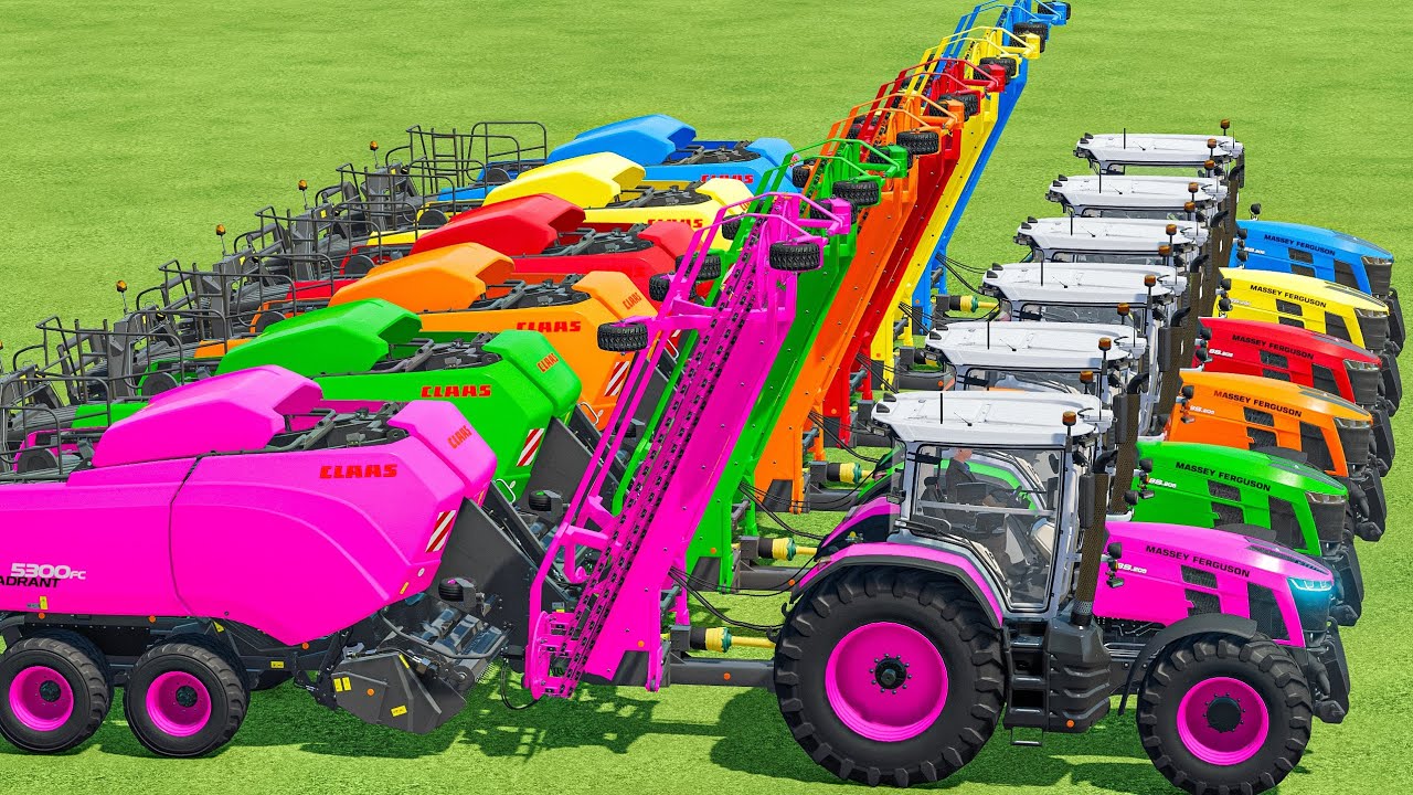 MAKING BALES w/ LARGEST CLAAS MEGA BALER & MASSEY TRACTOR IN FS22 ...