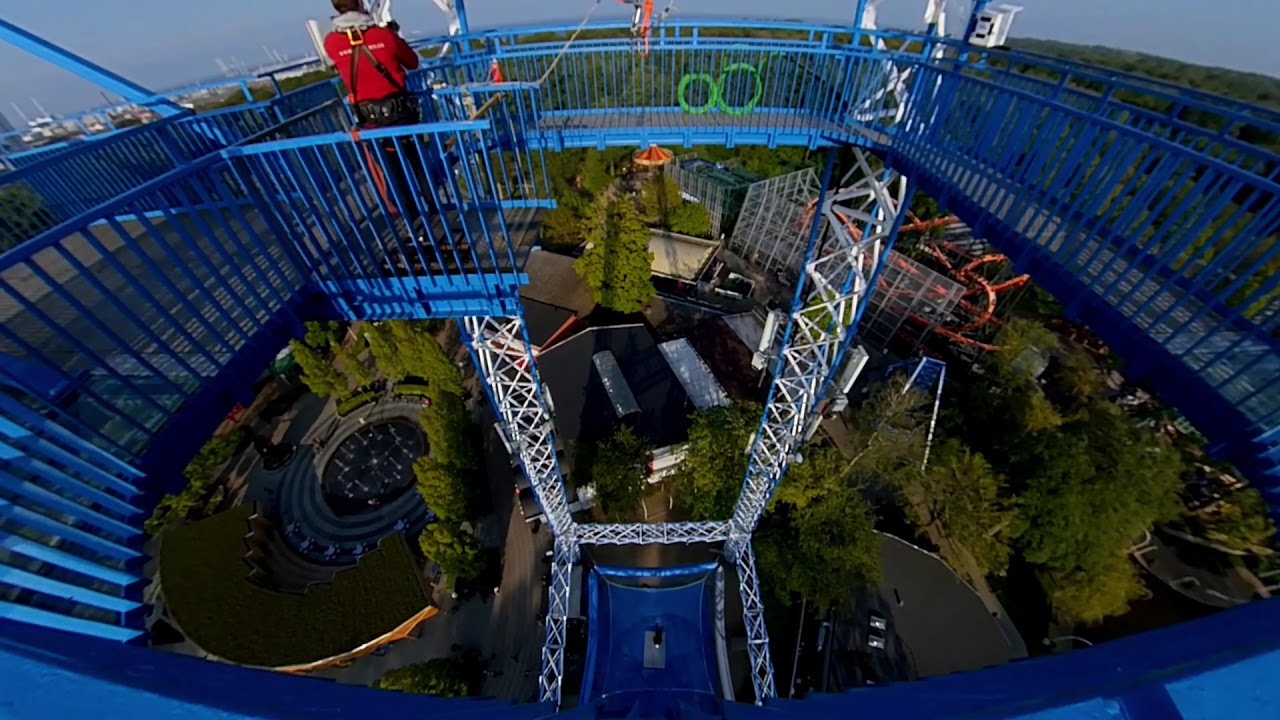90 feet free fall from Sky Tower in Tivoli Friheden Arhus | POV | - YouTube