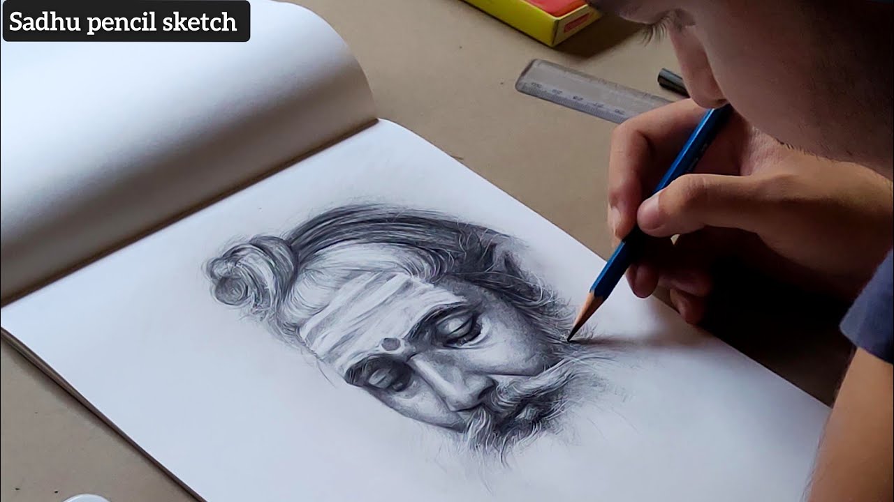 Sadhu pencil sketch drawing . Timelapse - YouTube