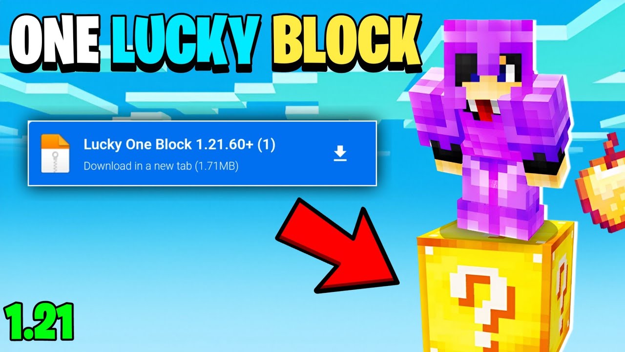 🔥 one lucky block download minecraft pe 1.21+ android | one Lucky block map download | 100% ...