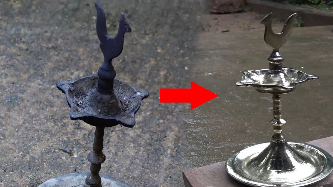 Pure Brass Oil Lamp Restoration ( Traditional Ceremonial Lamp ) - YouTube