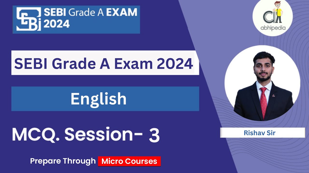 SEBI Grade A Exam 2024 | English | PYQ MCQ's Session -3 | Micro Course ...