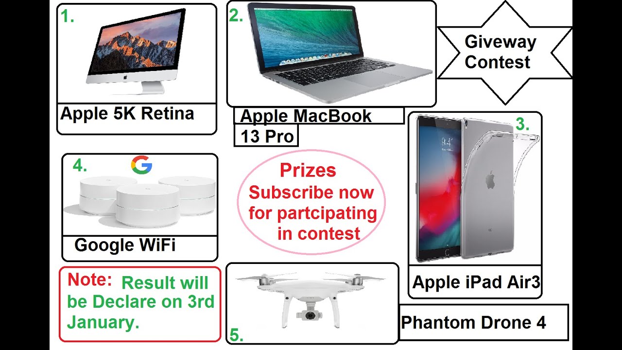 Giveway Contest Prizes: Apple 5K Retina, iPad Pro, MacBook 13 Pro ...