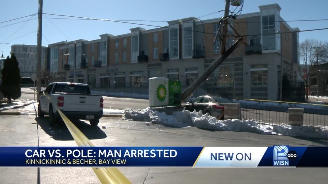 Police chase ends when car slams into utility pole in Bay View - YouTube