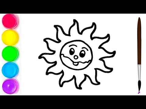 How to draw a sun step by step | easy and simple drawing, colouring for ...