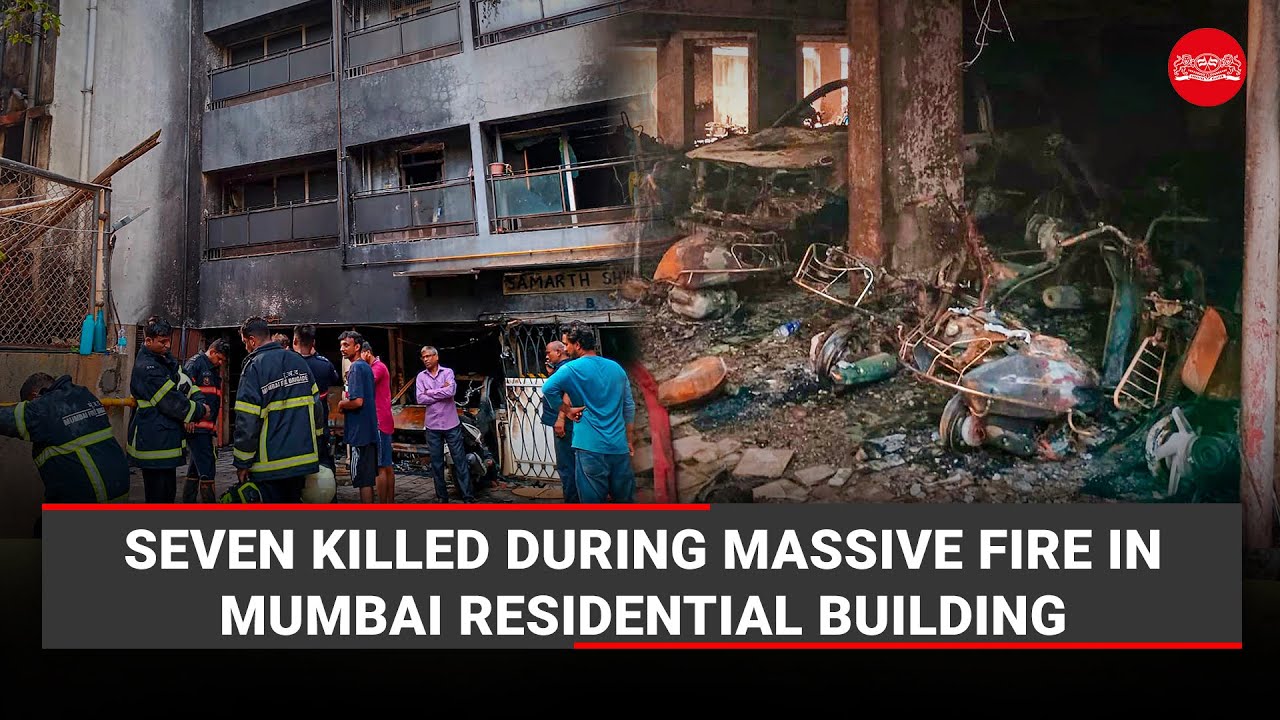 Seven killed during massive fire in Mumbai residential building - YouTube