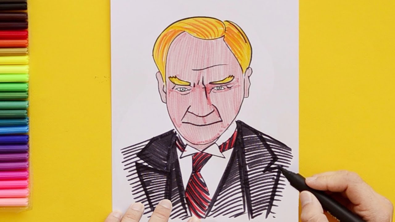 How to draw Mustafa Kemal Ataturk - Founder of Republic of Turkey - YouTube