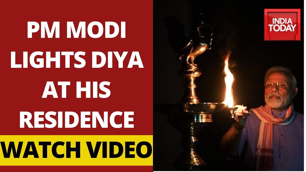 PM Modi Lighting Diya At His Residence In Delhi | Watch Video - YouTube