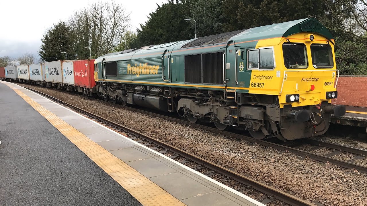 66957 Freightliner “Stephenson Locomotive Society” with 31 mixed export ...
