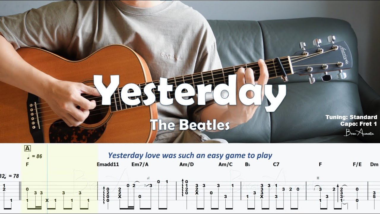Yesterday - The Beatles / Fingerstyle Guitar / Tabs + Chords + Lyrics ...