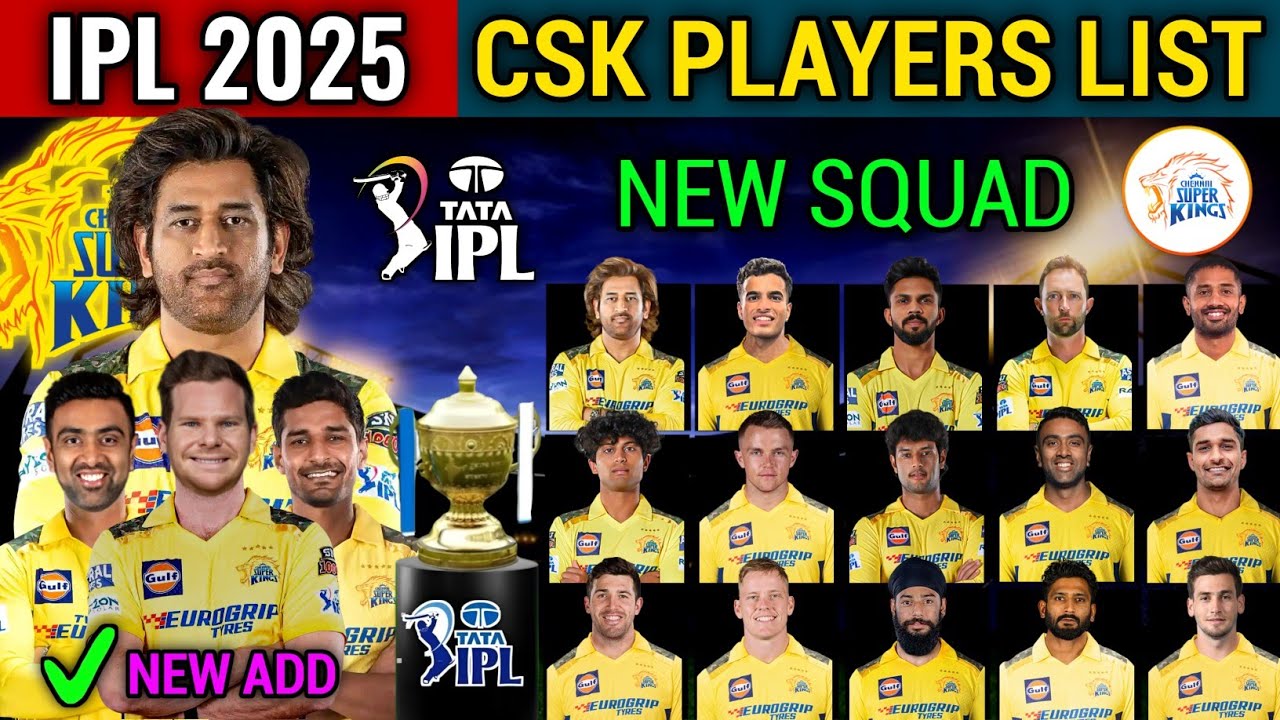 IPL 2025 | Chennai Super Kings Full Squad | CSK Team Final Players List ...