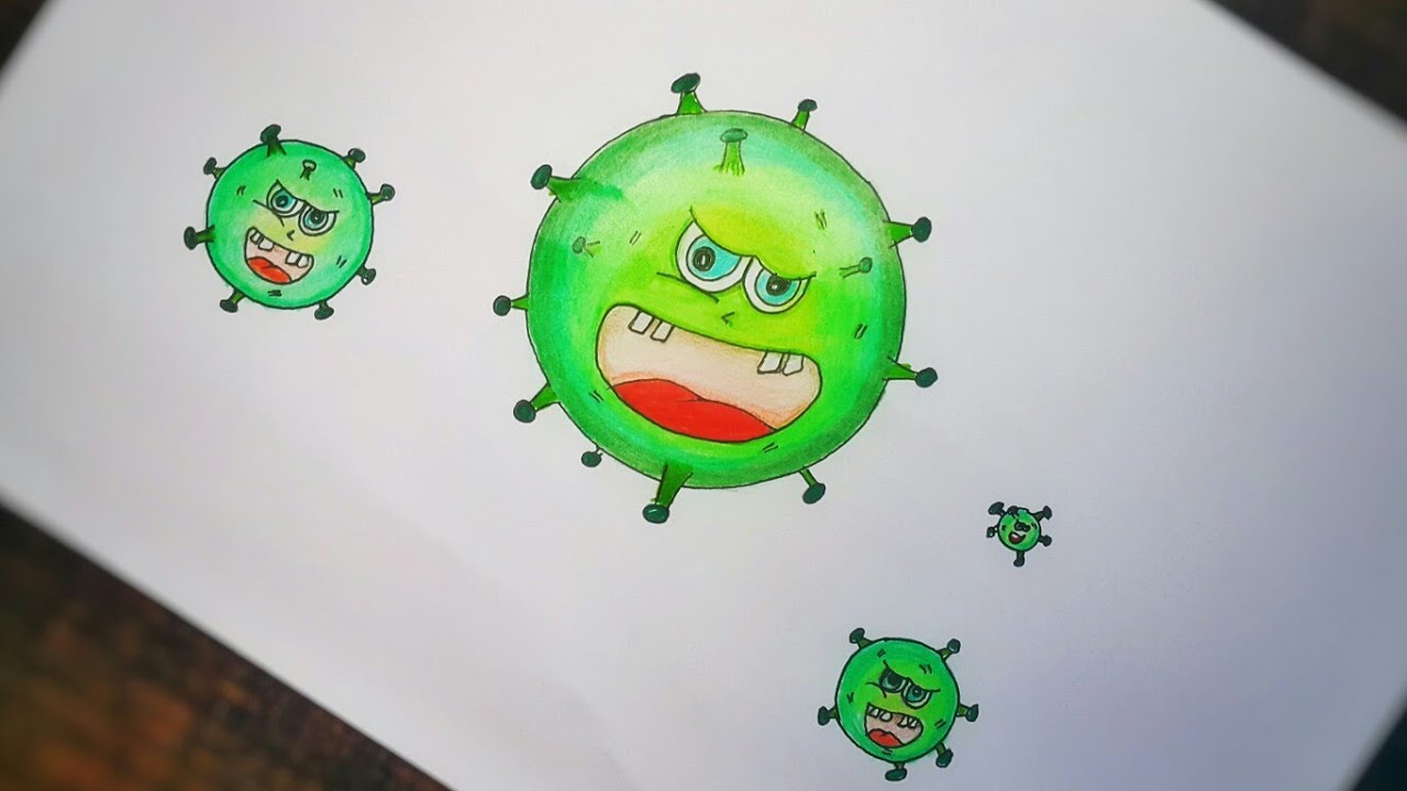 How to Draw Green Bacteria Cartoon Drawing || Easy Drawing || Art ...