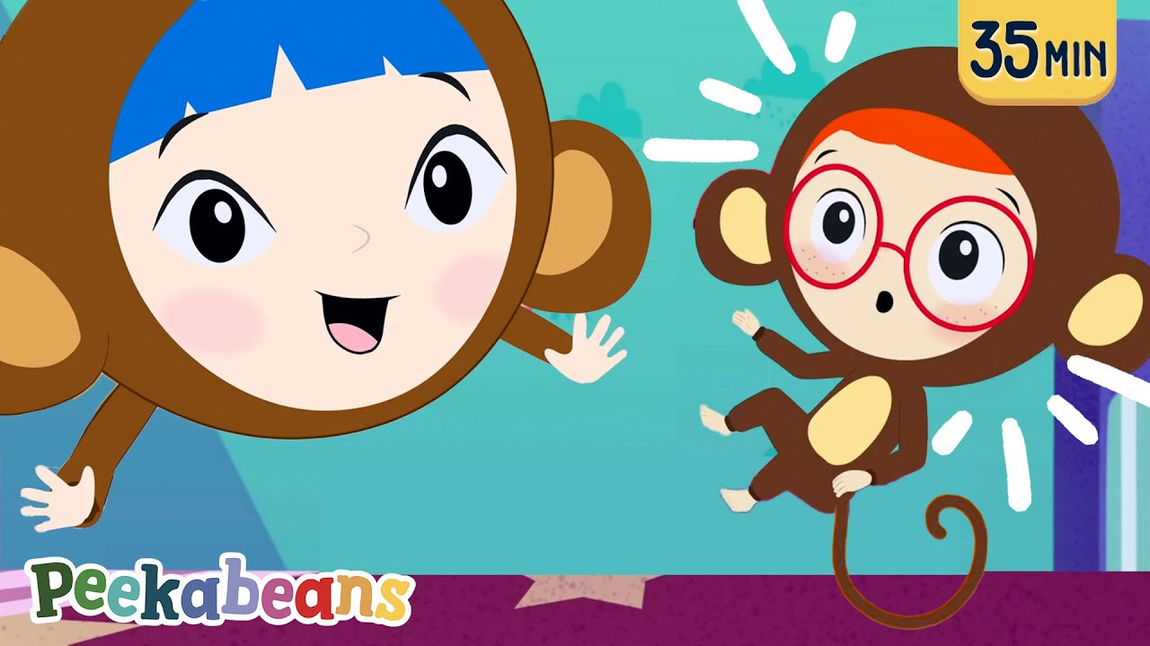 Five Little Monkeys Jumping On The Bed | Counting Numbers with ...