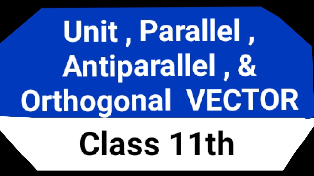 Class 11 Unit, Parallel , Antiparallel & Orthogonal VECTOR L2 - YouTube
