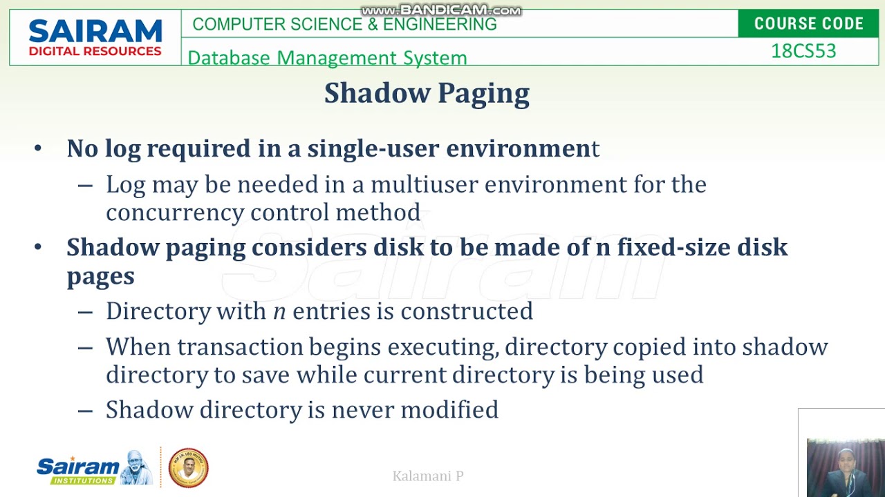 Lecture Video_18CS53_DBMS_Module 5_Recovery techniques based on ...