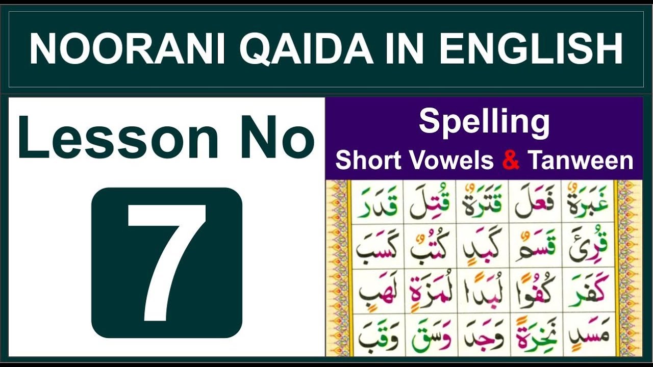 Spelling Words with Tanween & Short Vowels - Lesson No 7 - Noorani ...