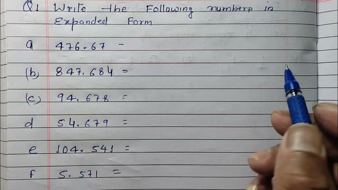 Write the decimal numbers in expanded form - YouTube