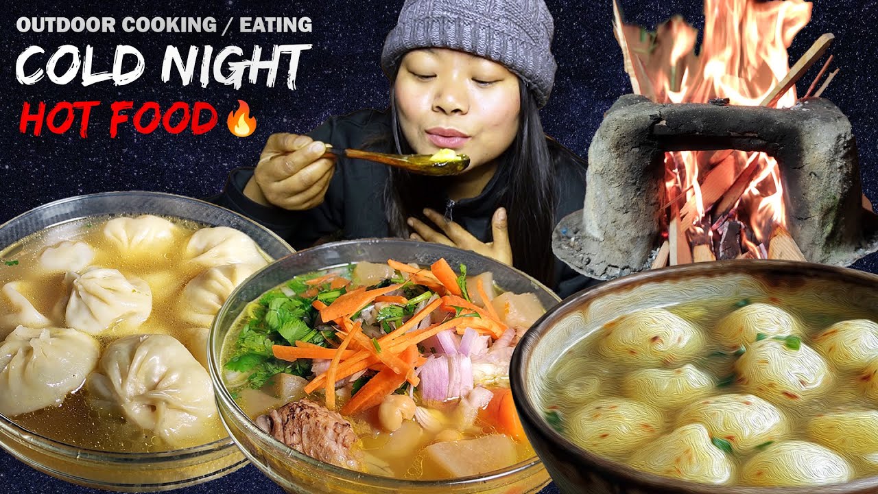 Outdoor Cooking & Eating | Winter Special Hot Food | Eating Rildok ...