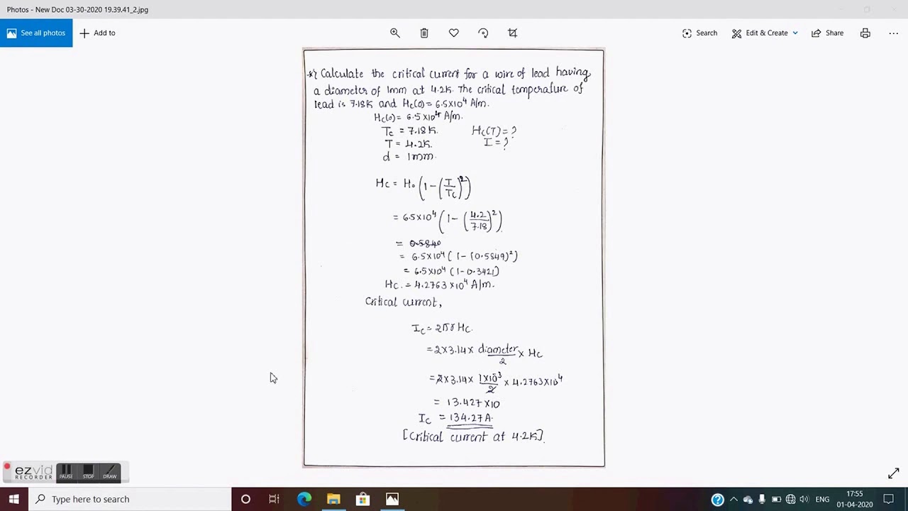 Calculation of critical current in Superconductors - YouTube