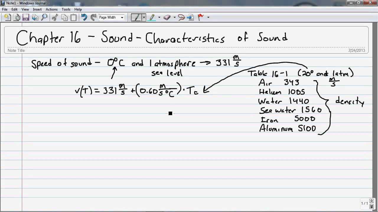 0501 Chapter 16 Sound Characteristics of Sound - YouTube