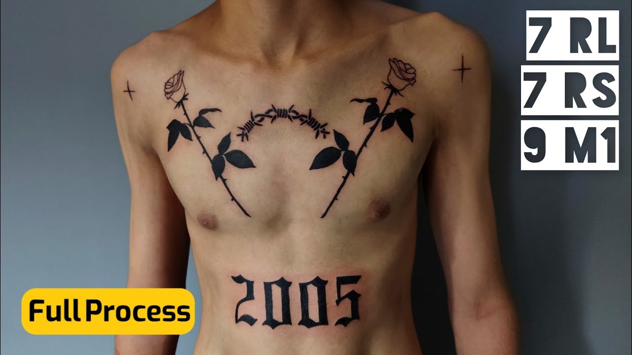 GanG Rose Tattoo & barbed wire Tattoo & Birth Year Tattoo - YouTube
