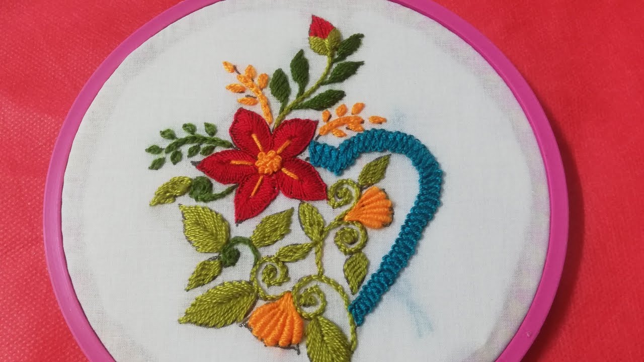 Hand work. Unique Heart shape design for beginners. - YouTube