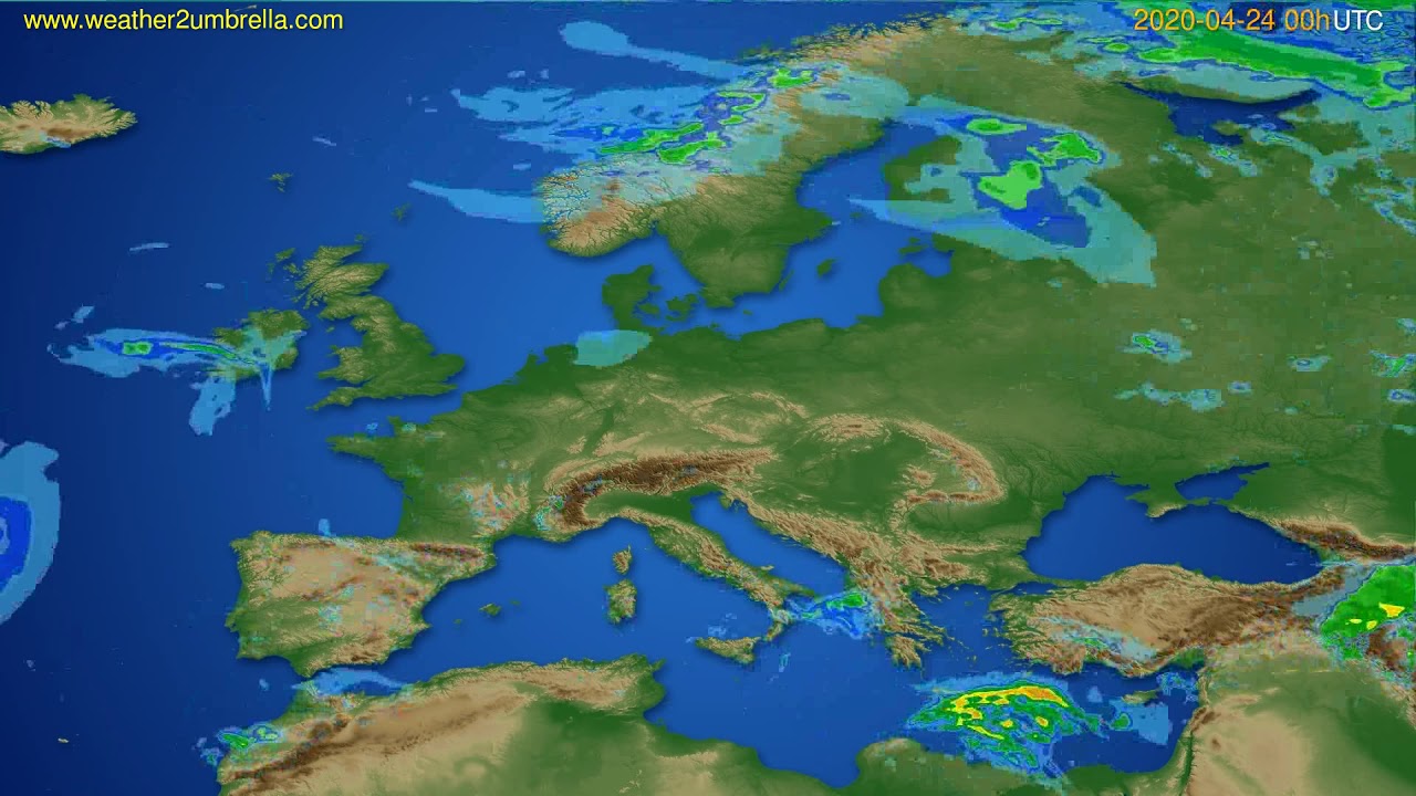 Radar forecast Europe // modelrun: 12h UTC 2020-04-23 - YouTube