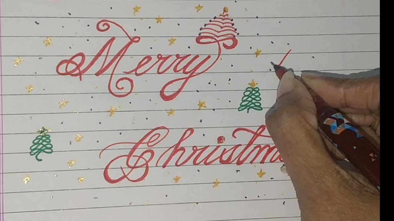 how to write merry Christmas in calligraphy/easy drawing merry ...