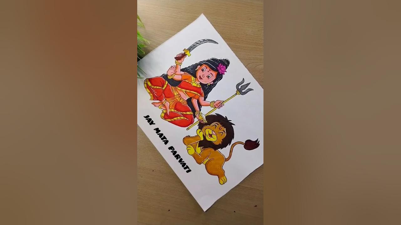 Parvati माता Colour Drawing 🙏😍 Shorts Trending Durgama