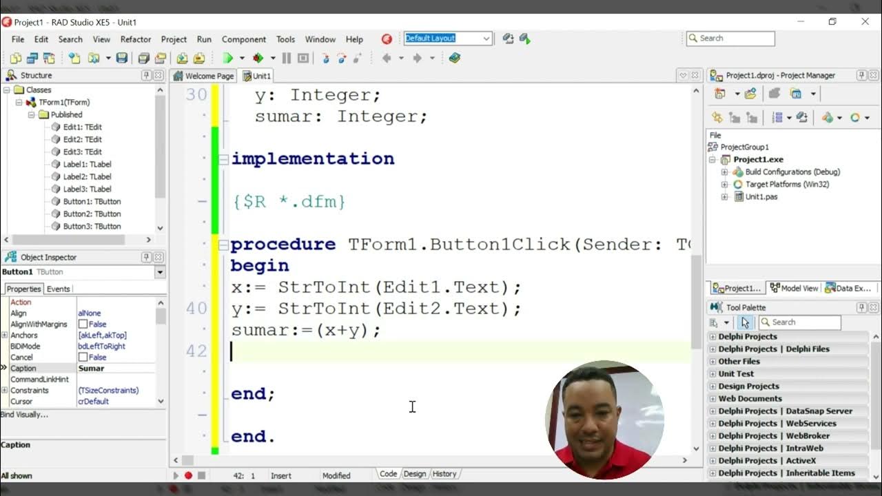Creando aplicación que sume dos valores con Delphi XE5 - YouTube