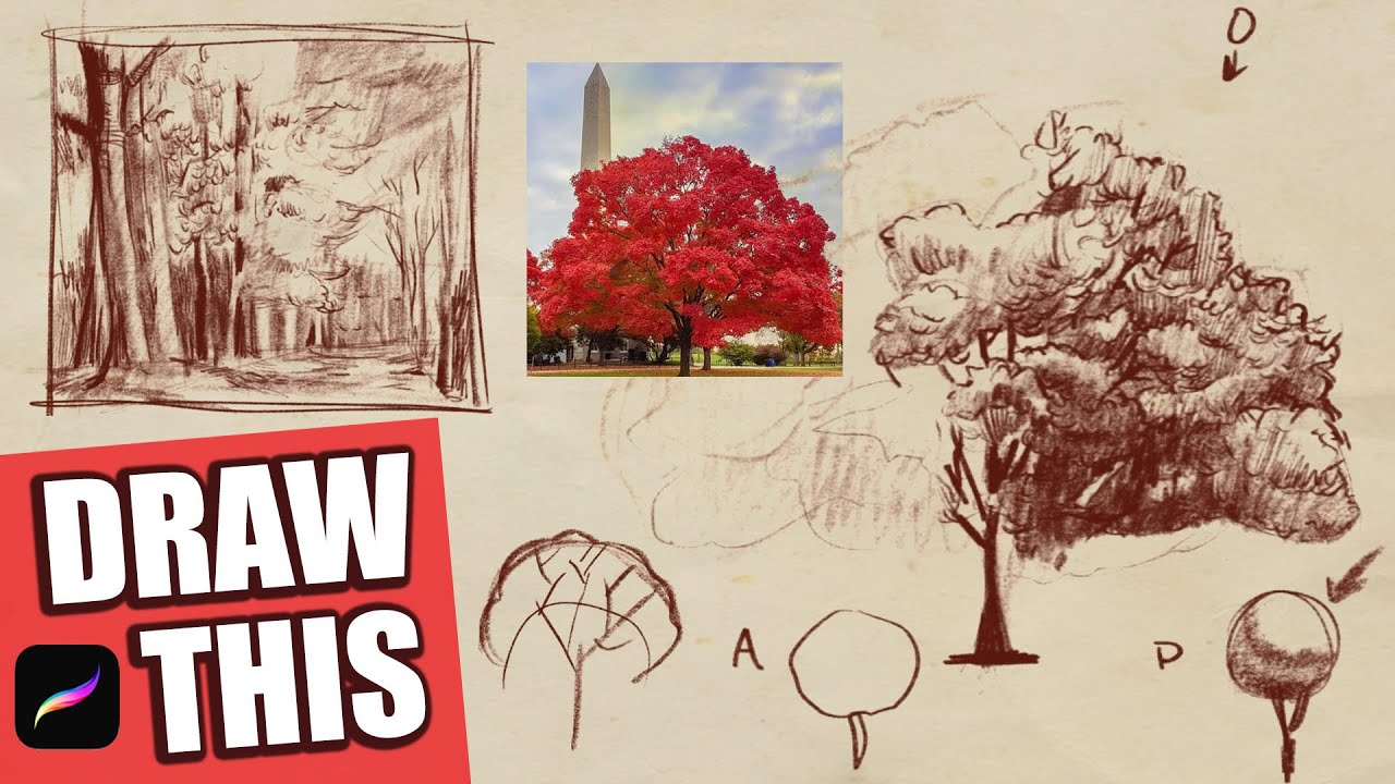 How to draw trees using shape, shade and shaving cream. Lesson #2 - YouTube