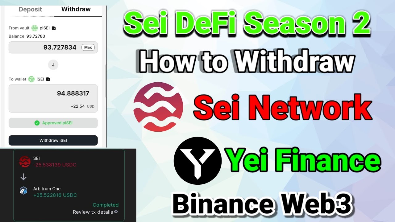 Sei defi season 2 how to withdraw sei token binance web3 pisei token and usdc claim yei finance ...