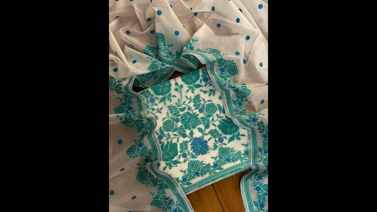 PURE BANARASI RESHAM COTTON WEAVED DRESS MATERIAL - YouTube