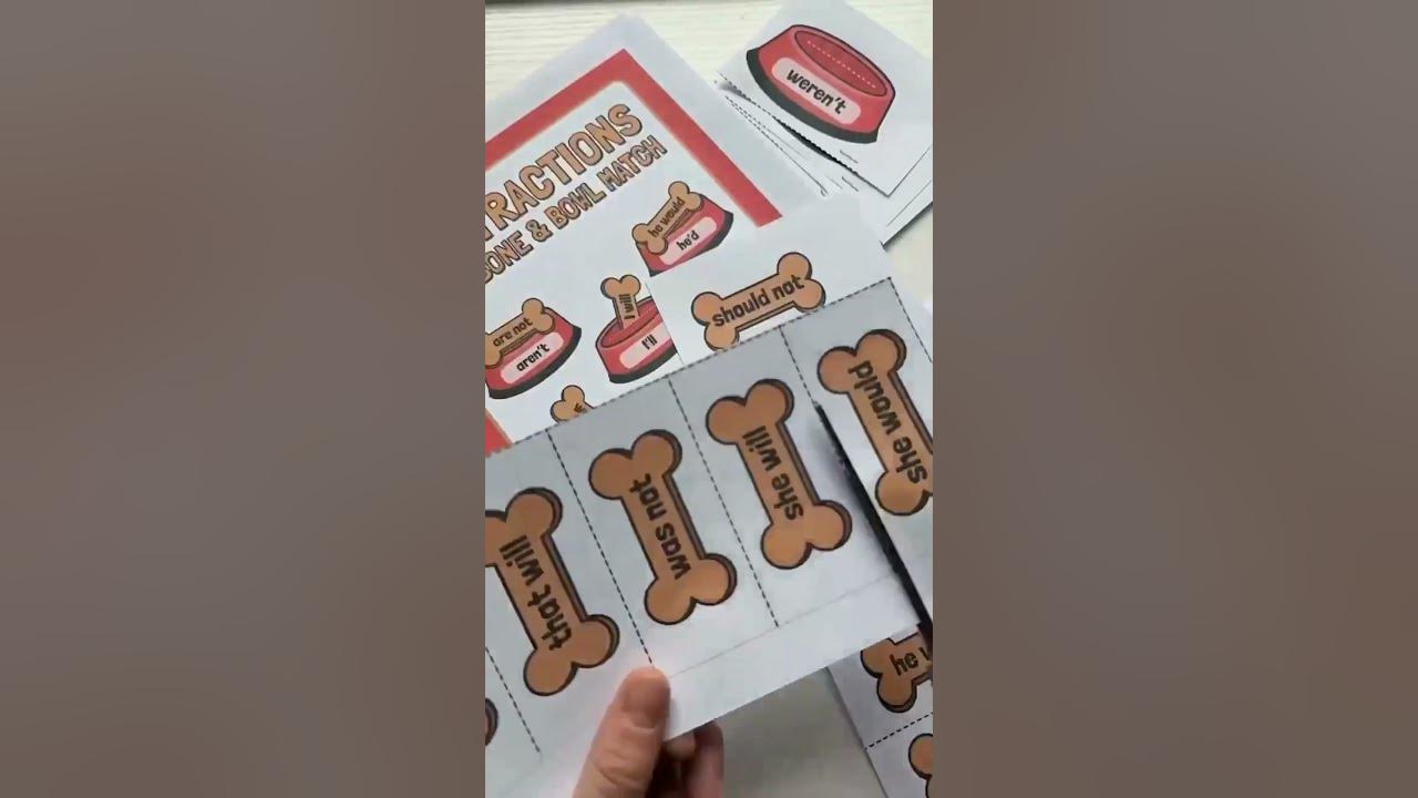 Dog Bone and Bowl Contractions Matching Activity #shorts #contractions ...