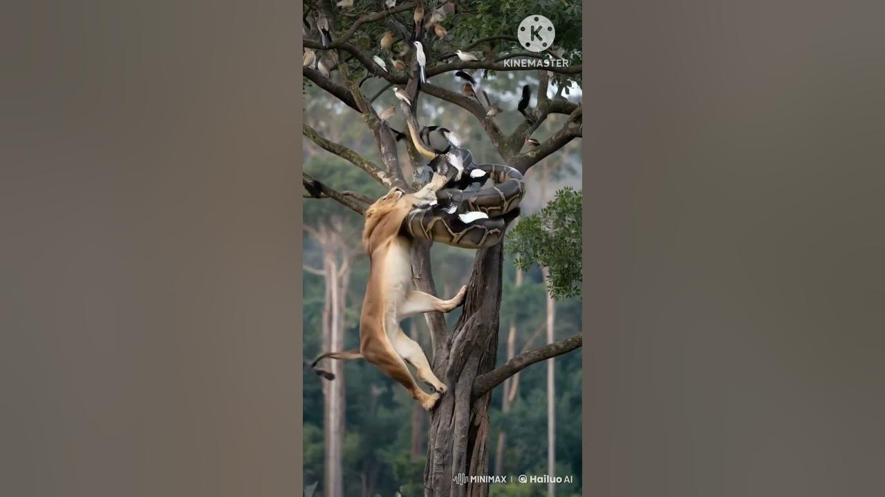 😱😱 Lion Vs Python #python #lion #wildlife #animals #viralshort # ...