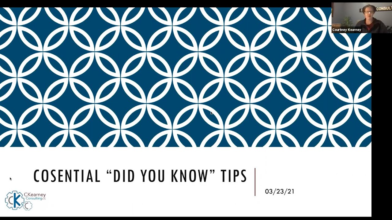 Webinar :: Cosential "Did You Know" Tips - YouTube