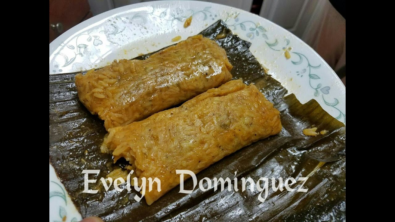 (Puerto Rican Rice Pasteles stuffed with meat ) - YouTube