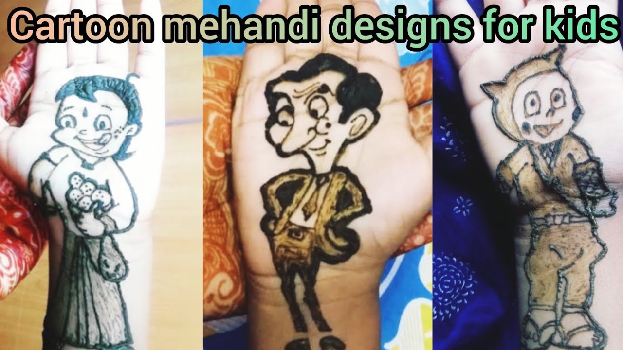 Cartoon mehandi designs /mehandi design for kids - YouTube