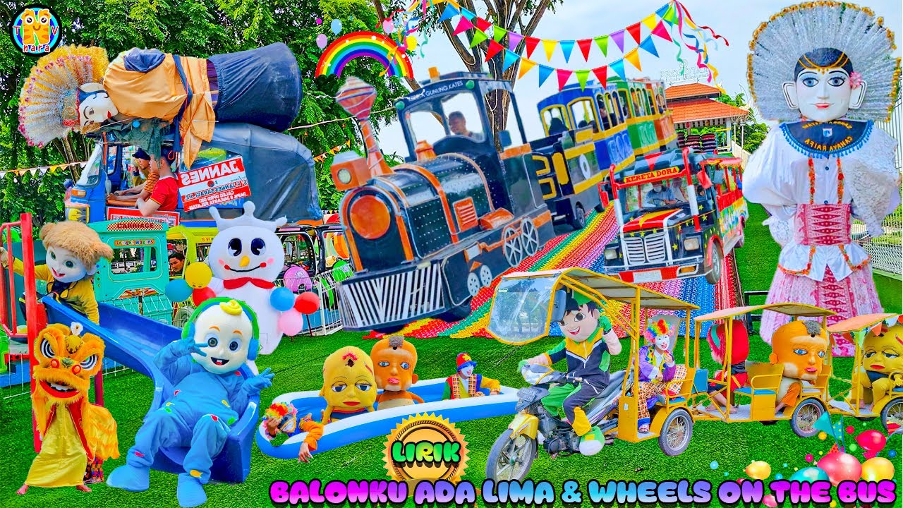 LAGU BALONKU ADA LIMA SPESIAL LIRIK & WHEELS ON THE BUS COCOMELON🔴ONDEL ...
