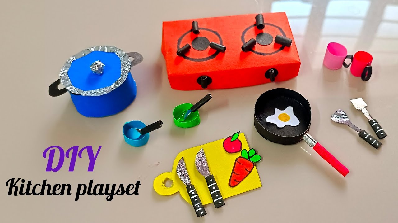 DIY Paper Kitchen Set | How to make toy Kitchen set | Homemade toy ...