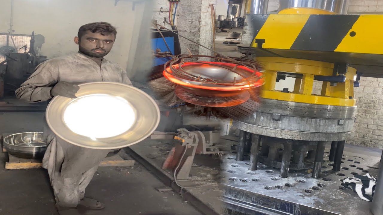 how stainless steel pan factory produces 1000 pan per day - YouTube