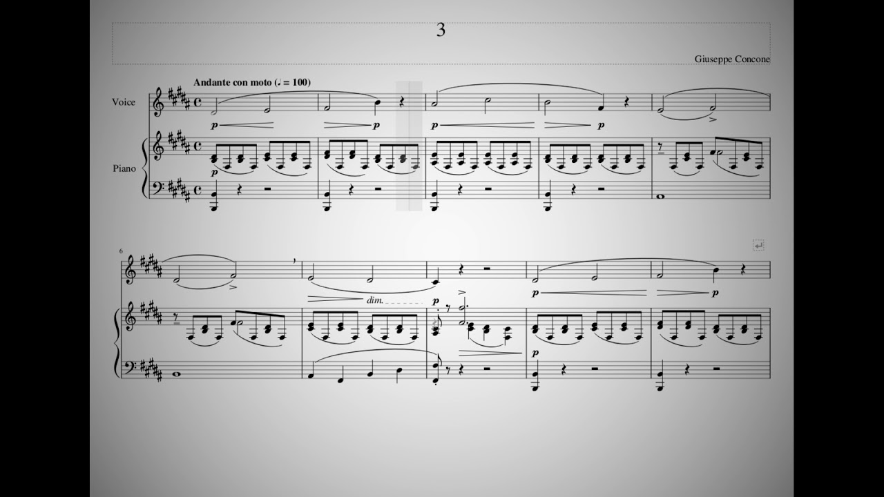 Giuseppe Concone – Op. 9 - N. 3 - Low Voice - YouTube