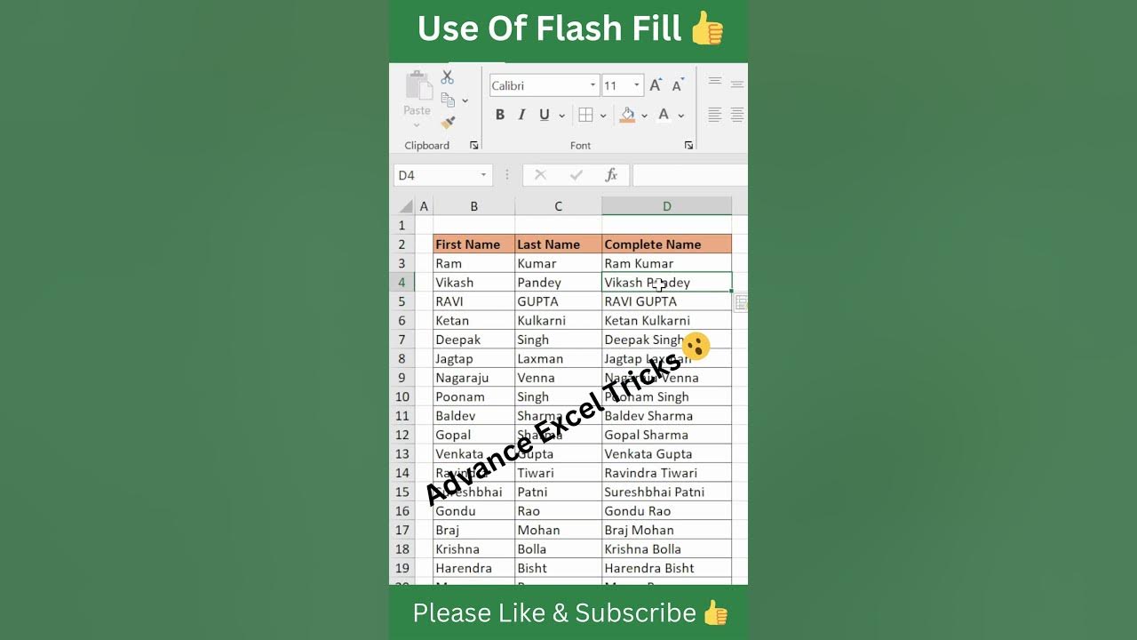 Excel Magical Tricks Of Flash Fill || #shorts #exceltricks #exceltips #excelformula - YouTube