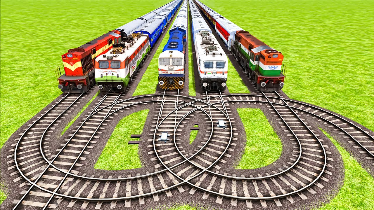 Big Mistake Five Trains Crossing 360 Degree Overlapping Rail Tracks ...