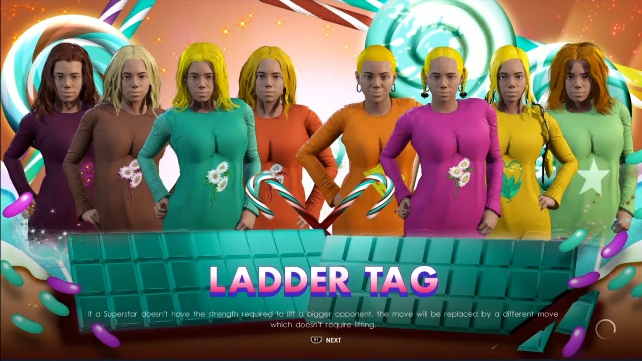 WWE 2K22 CAWS 8-Woman Tag Team Ladder Match 11 - YouTube