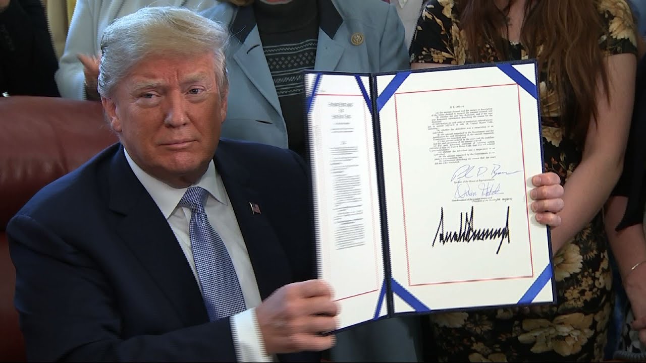 Trump Signs Law Aimed At Curbing Sex Trafficking Youtube
