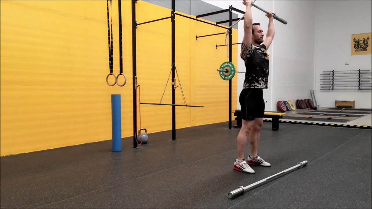 1043. Shoulder BB press one side double grip - YouTube