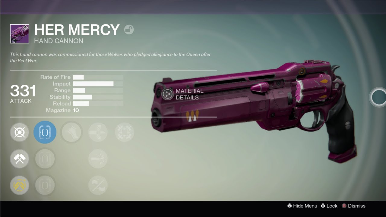 Destiny - Her Mercy Legendary Hand Cannon Weapon Review - YouTube