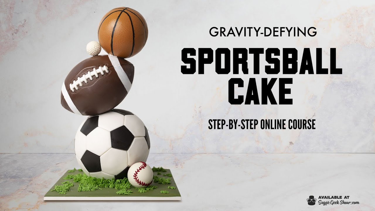 Sportsball Cake (Step-by-Step course on sugargeekshow.com) - YouTube