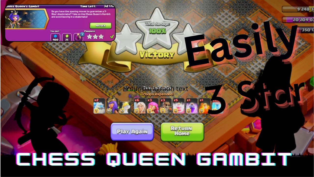 Easily 3 Star the Chess Queen Gambit Challenge Clash of Clan #clashofclans #clash #clasofclans ...